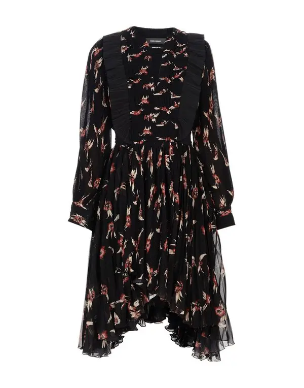 Isabel Marant Crepe Floral-print Midi Dress - Black