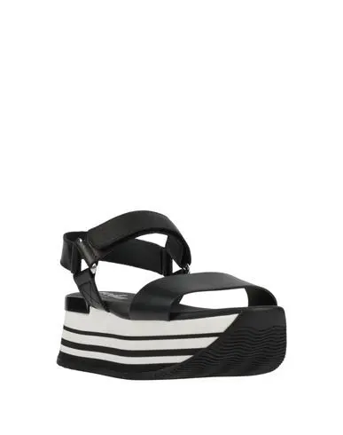 Hogan Leather Flatform Sandals