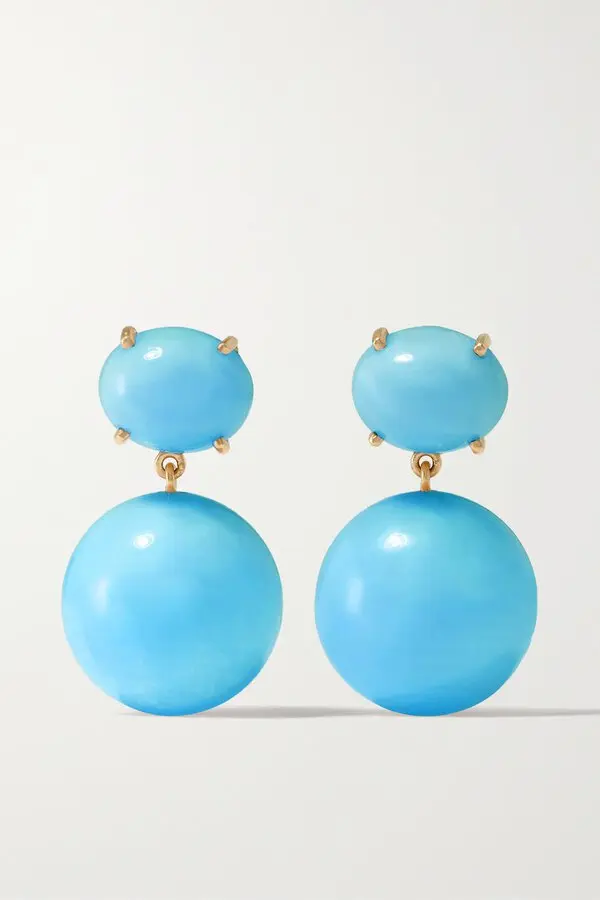 Irene Neuwirth Gumball 18-karat Turquoise Drop Earrings - Blue