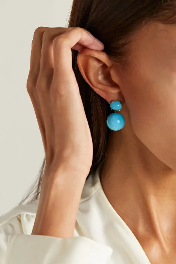 Irene Neuwirth Gumball 18-karat Turquoise Drop Earrings - Blue
