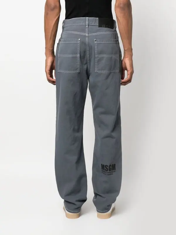 MSGM Logo-print Straight-leg Trousers