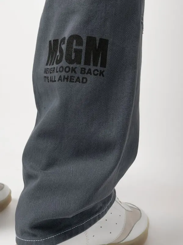 MSGM Logo-print Straight-leg Trousers
