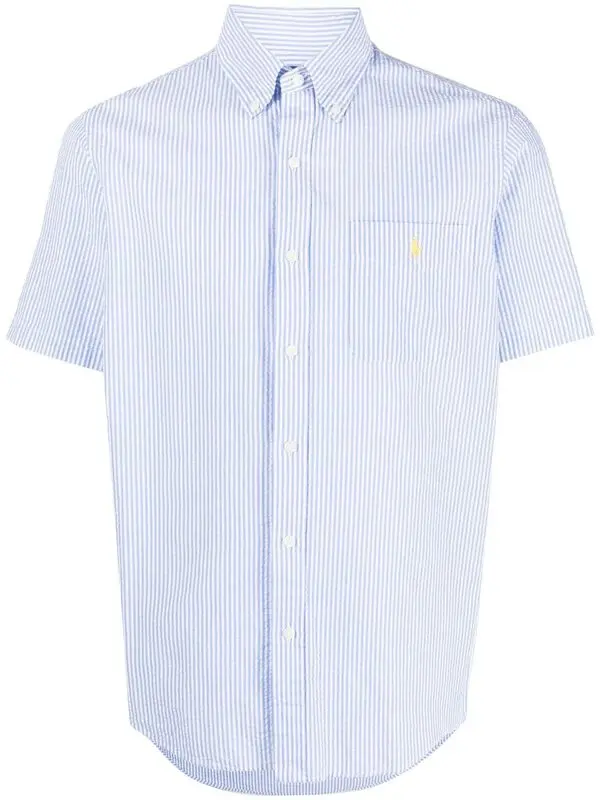 Polo Ralph Lauren Embroidered-logo Candy Stripe Shirt - Blue