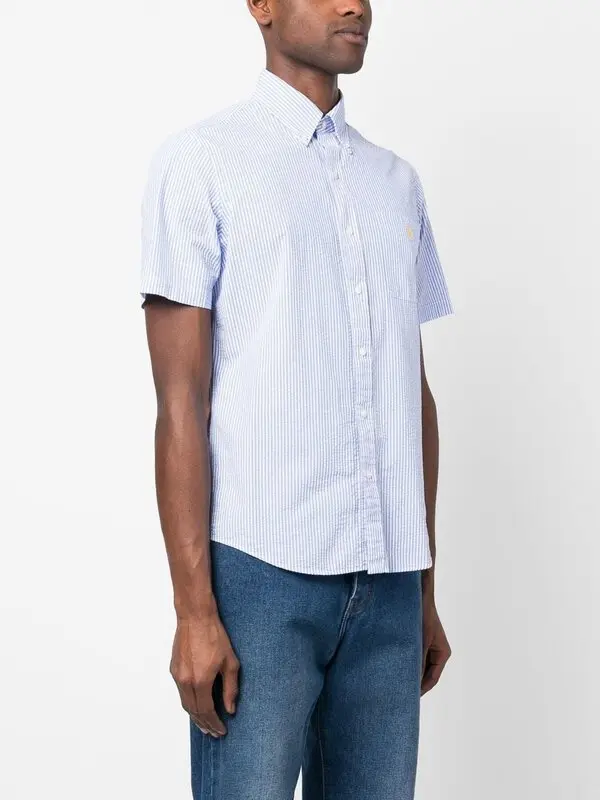 Polo Ralph Lauren Embroidered-logo Candy Stripe Shirt - Blue