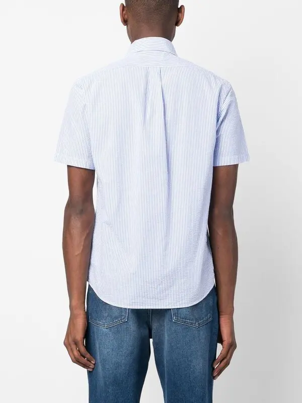 Polo Ralph Lauren Embroidered-logo Candy Stripe Shirt - Blue