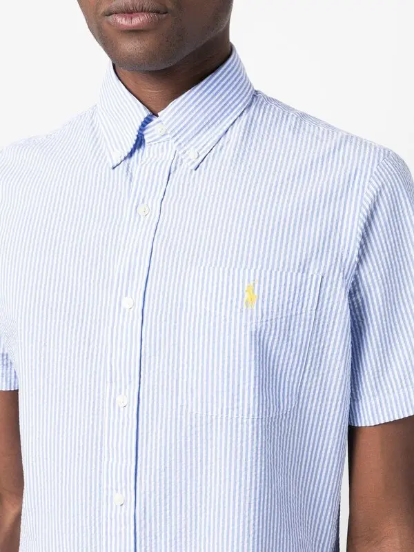 Polo Ralph Lauren Embroidered-logo Candy Stripe Shirt - Blue