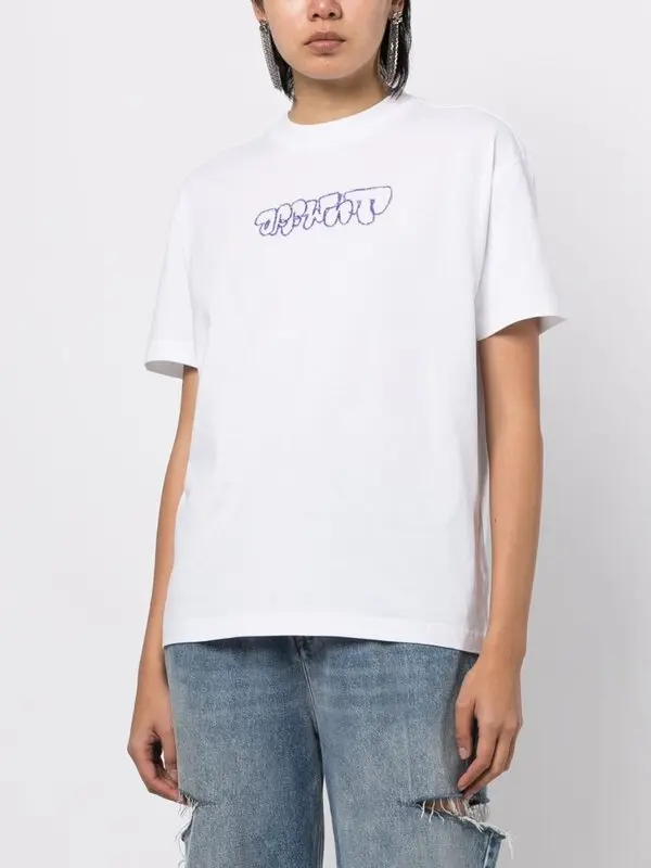 Off-White Sketch Arrow-embroidered Cotton T-shirt