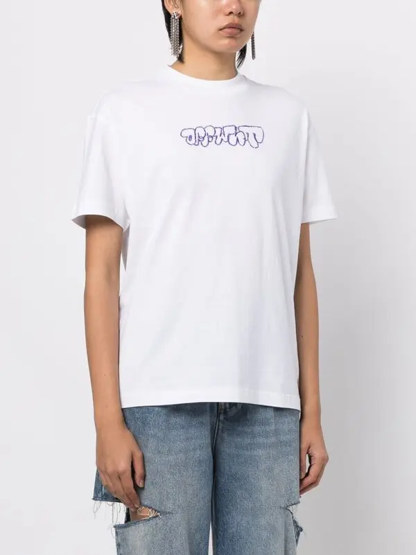 Off-White Sketch Arrow-embroidered Cotton T-shirt
