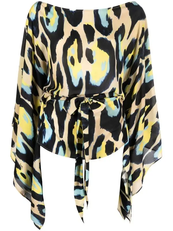 Roberto Cavalli Animal-print Draped Blouse