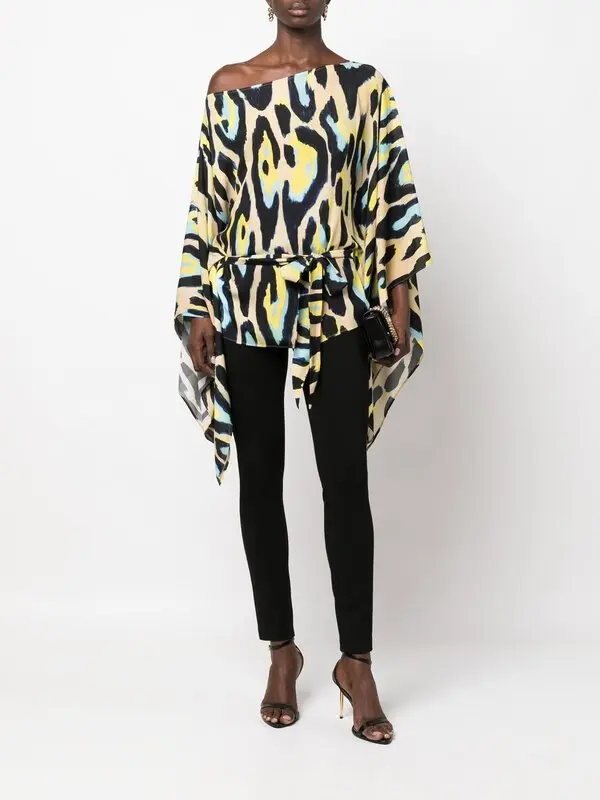 Roberto Cavalli Animal-print Draped Blouse