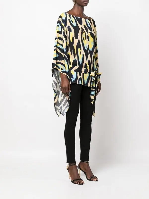 Roberto Cavalli Animal-print Draped Blouse