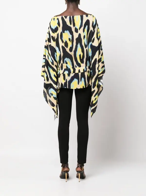 Roberto Cavalli Animal-print Draped Blouse