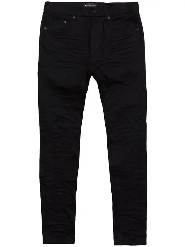 PURPLE BRAND Crinkled Slim-cut Jeans - Black