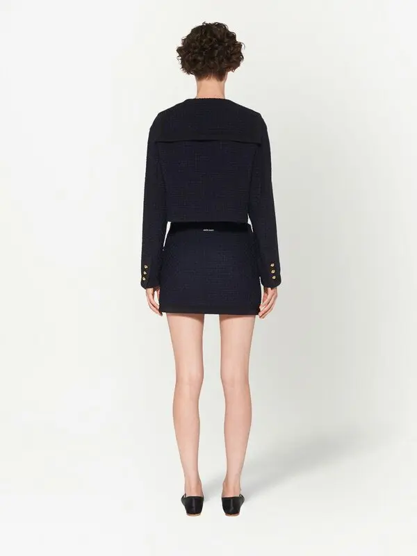 Miu Miu Single-Breasted Tweed Jacket - Blue | Editorialist