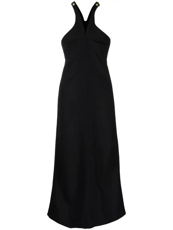 Rosetta Getty Cross-neck Sleeveless Midi Dress - Black