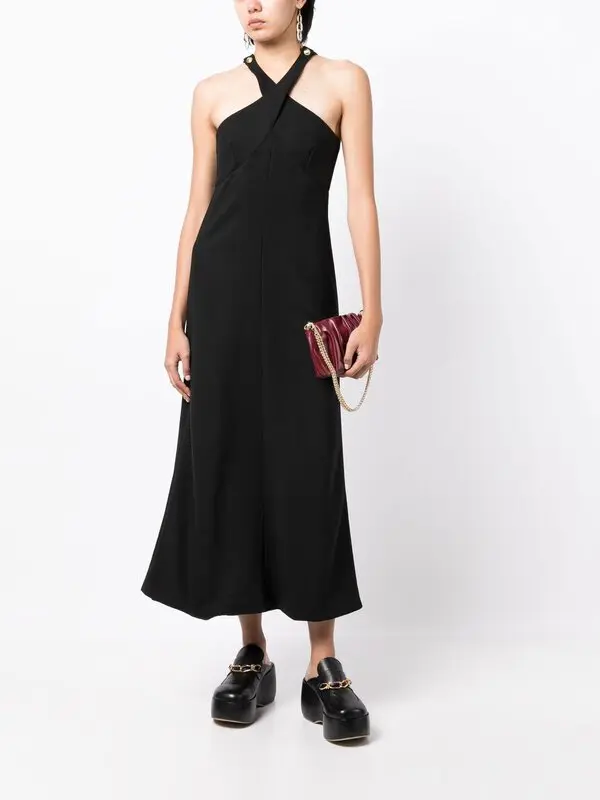 Rosetta Getty Cross-neck Sleeveless Midi Dress