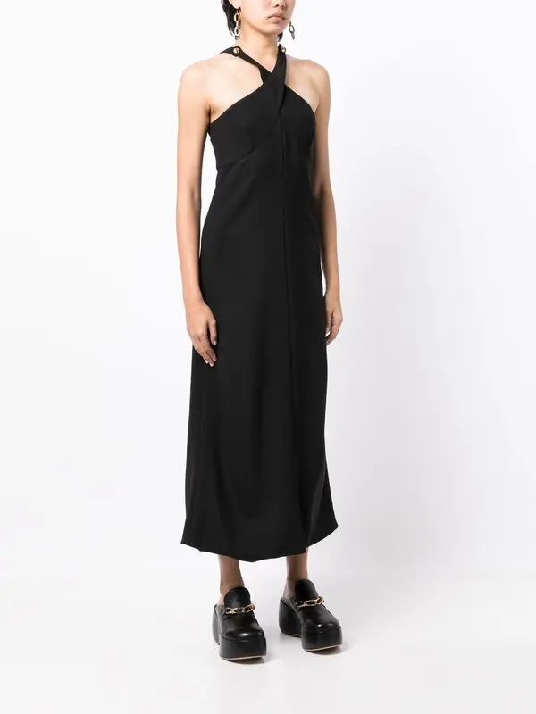 Rosetta Getty Cross-neck Sleeveless Midi Dress