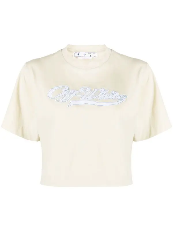 Off-White Logo-print Cropped T-shirt - Neutrals