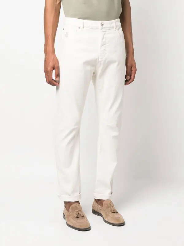Brunello Cucinelli Dyed Denim Trousers - White