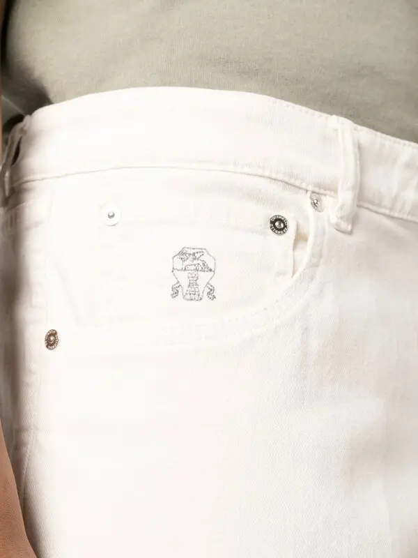 Brunello Cucinelli Dyed Denim Trousers - White
