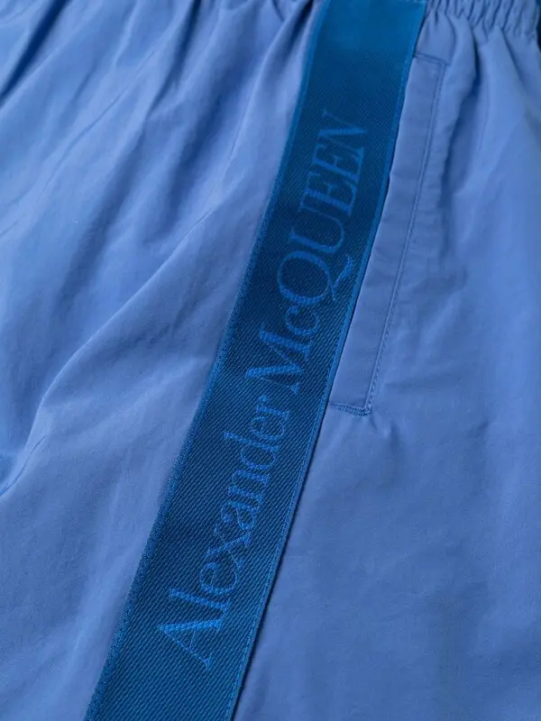 Alexander McQueen Selvedge Logo-jacquard Swim Shorts - Blue
