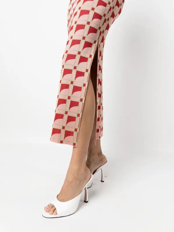 PAULA Long Jacquard Pencil Skirt - Pink