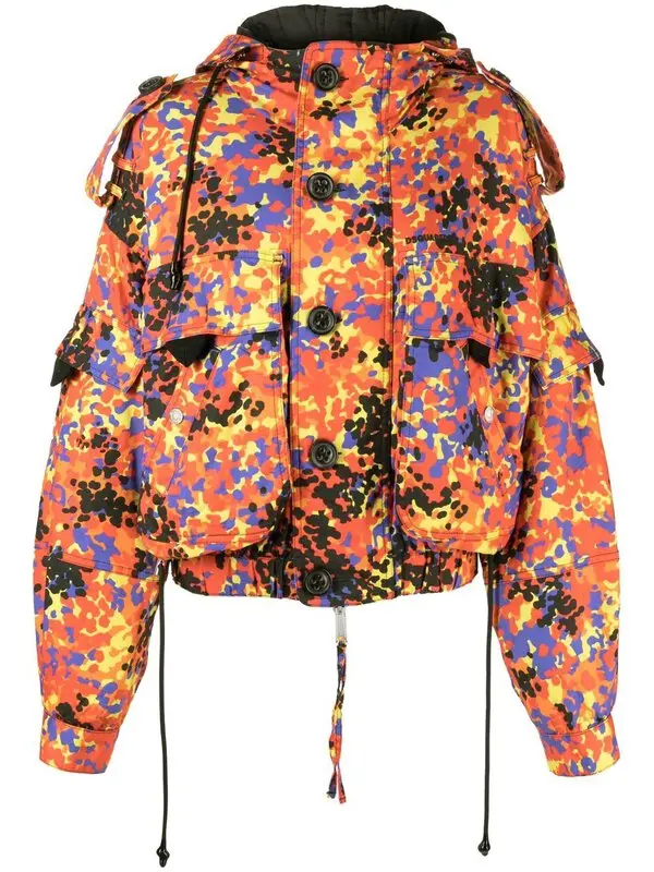 Dsquared2 Abstract-print Hooded Jacket - Orange