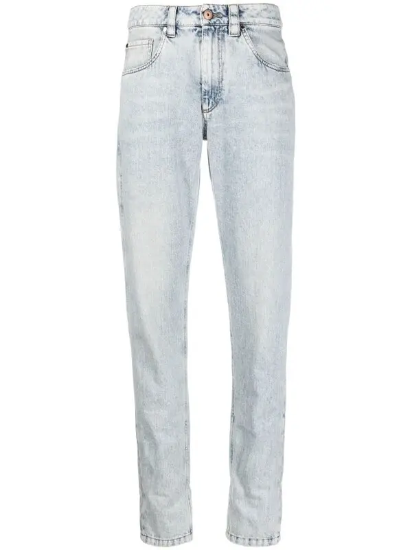 Brunello Cucinelli Roll-cuff Straight-leg Jeans - Blue
