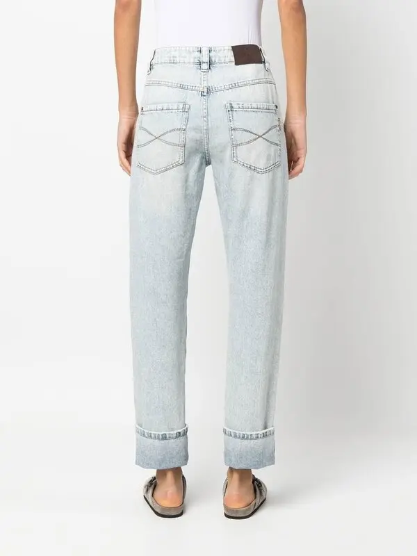 Brunello Cucinelli Roll-cuff Straight-leg Jeans