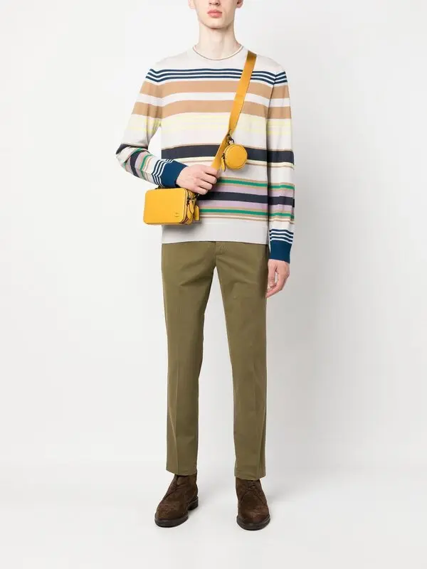 PT TORINO Straight-leg Stretch-cotton Trousers - Green