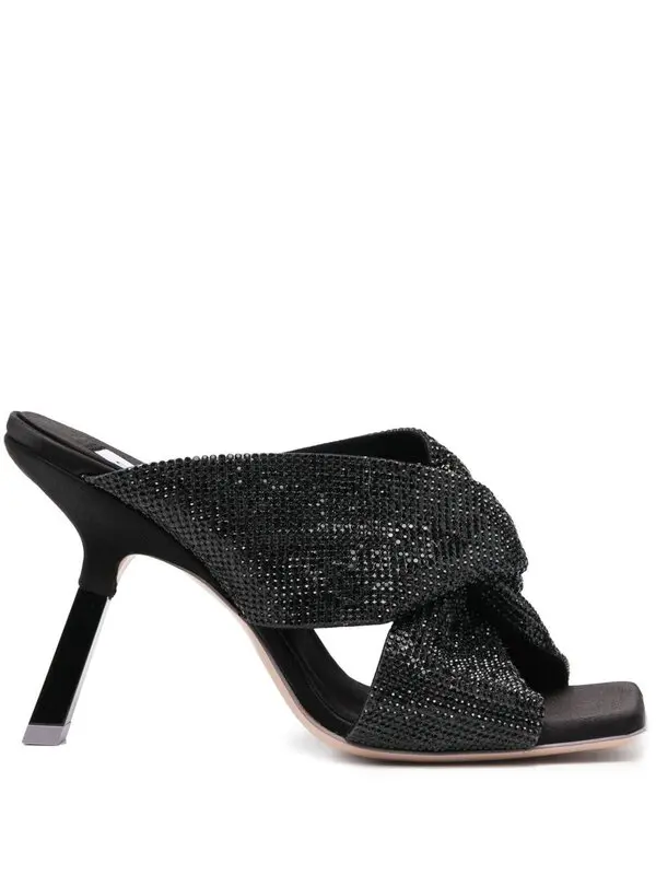 SEBASTIAN MILANO 100mm Crystal-embellished Sandals - Black