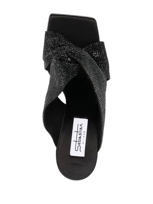 SEBASTIAN MILANO 100mm Crystal-embellished Sandals - Black