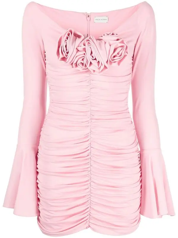 Magda Butrym Rose Appliquéd Ruched Minidress