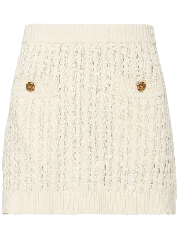 Prada Cable-knit Cotton Miniskirt