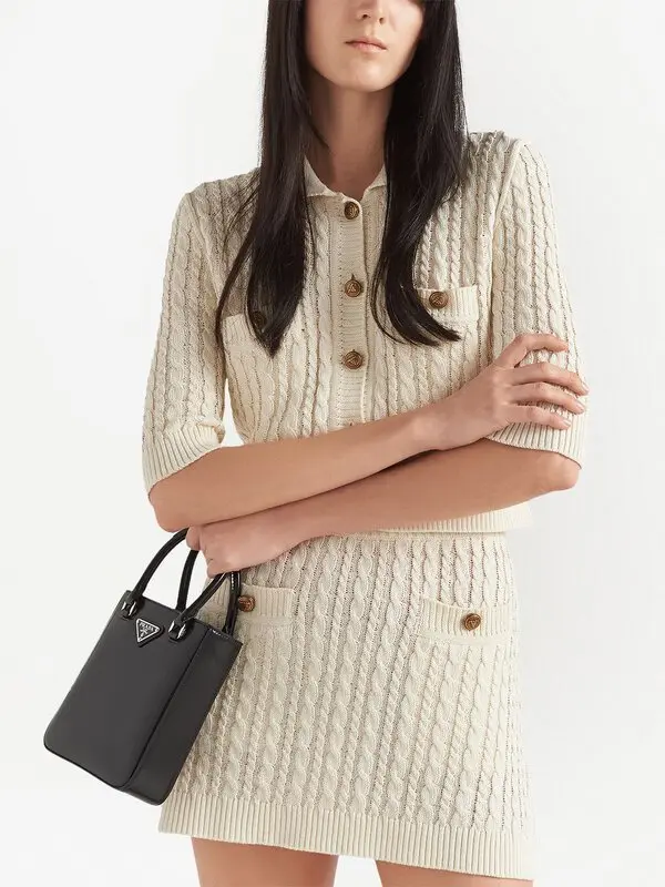 Prada Cable-knit Cotton Miniskirt