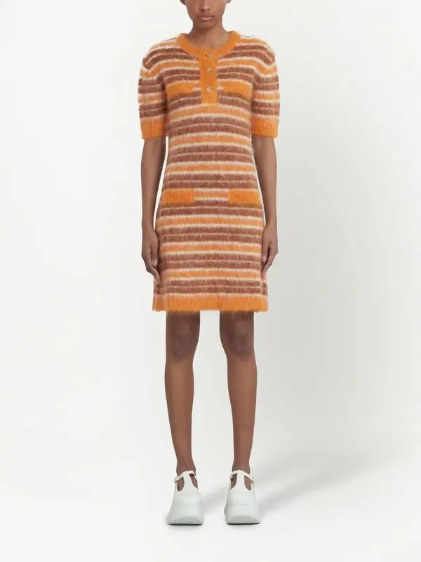 Marni Striped Mohair-blend Minidress