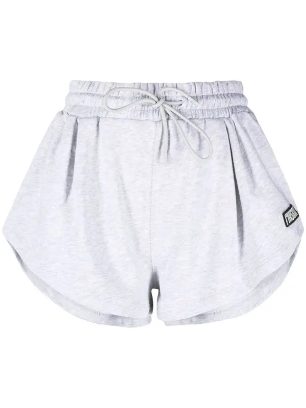 MSGM Logo Patch Drawstring Cotton Shorts - Grey