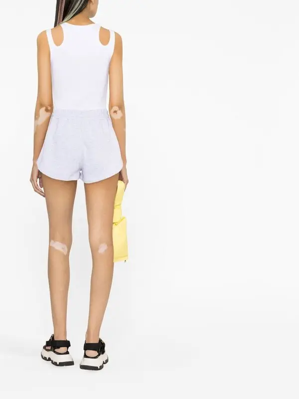 MSGM Logo Patch Drawstring Cotton Shorts - Grey