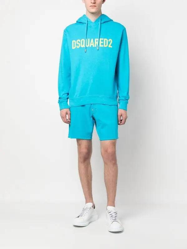 Dsquared2 Logo-print Cotton Hoodie - Blue