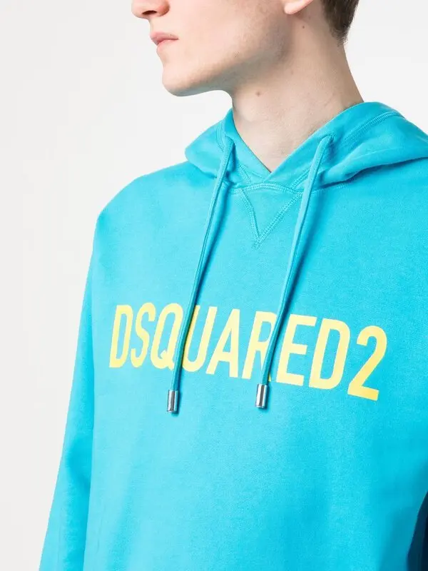 Dsquared2 Logo-print Cotton Hoodie - Blue