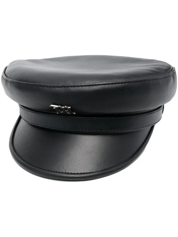 MISBHV Logo Plaque Leather Gavroche Hat - Black