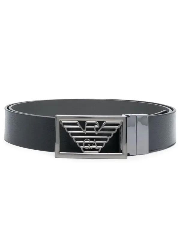 Emporio Armani Logo-plaque Buckle Belt - Black