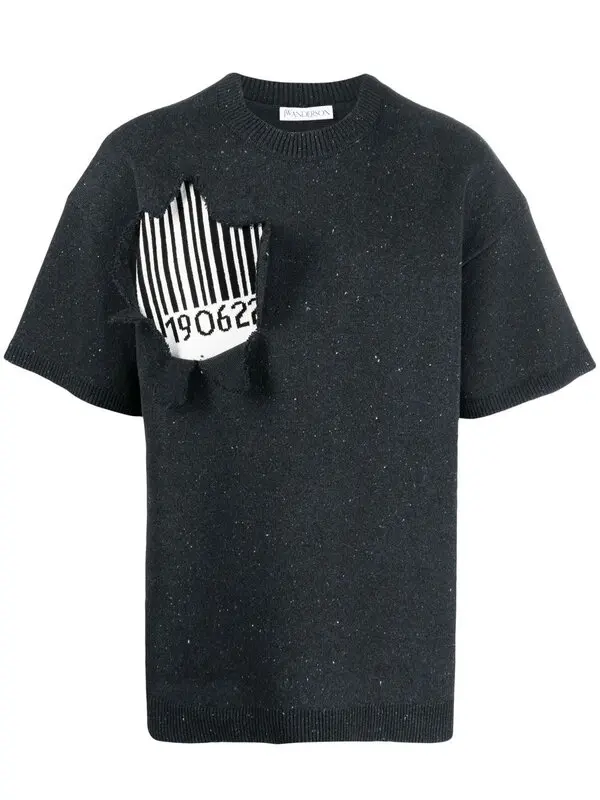 JW Anderson Barcode-motif Crew-neck T-shirt - Grey