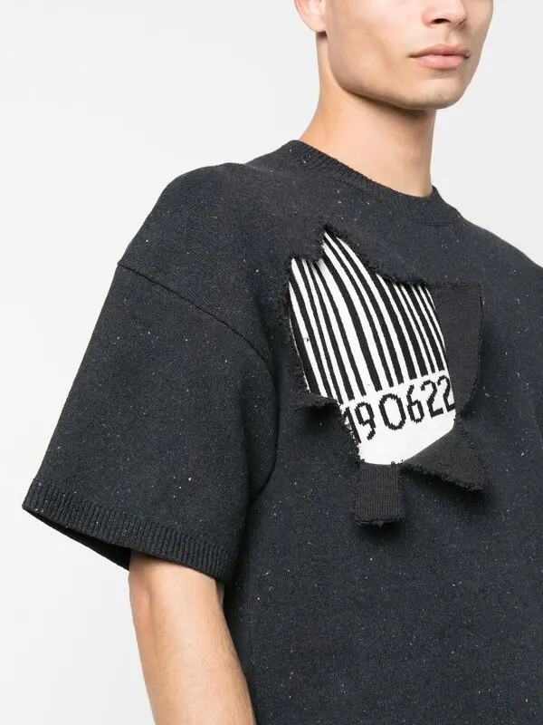 JW Anderson Barcode-motif Crew-neck T-shirt - Grey