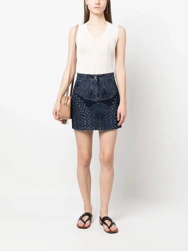 Alberta Ferretti Patterned Jacquard Denim Skirt