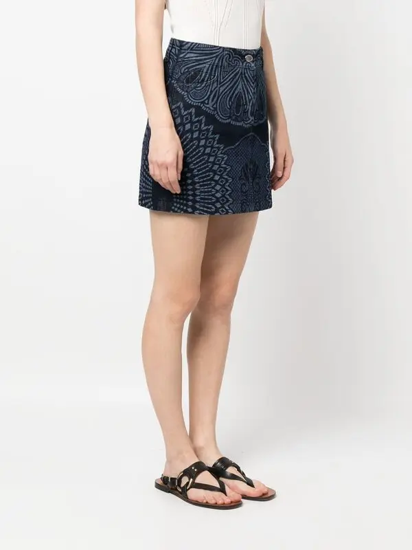 Alberta Ferretti Patterned Jacquard Denim Skirt