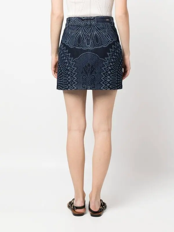 Alberta Ferretti Patterned Jacquard Denim Skirt
