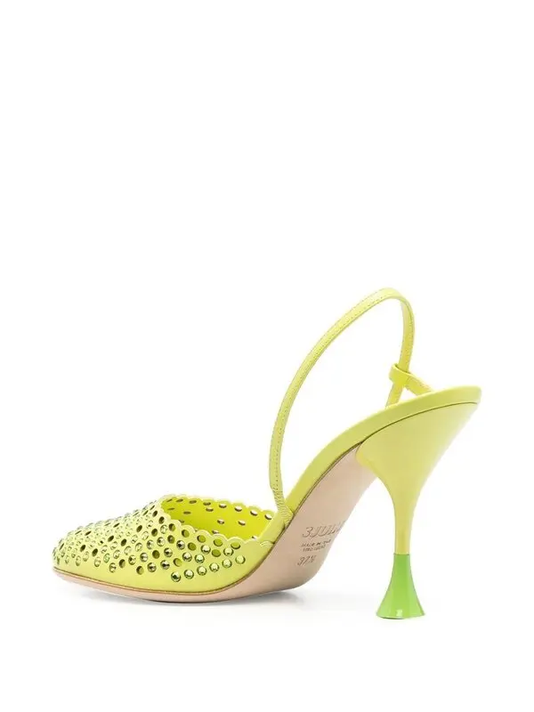 3JUIN Rhinestone Embellished Heels - Green