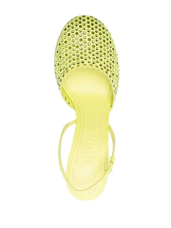 3JUIN Rhinestone Embellished Heels - Green