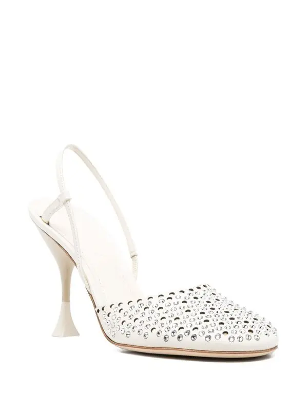 3JUIN 110mm Rhinestone Leather Pumps - Neutrals
